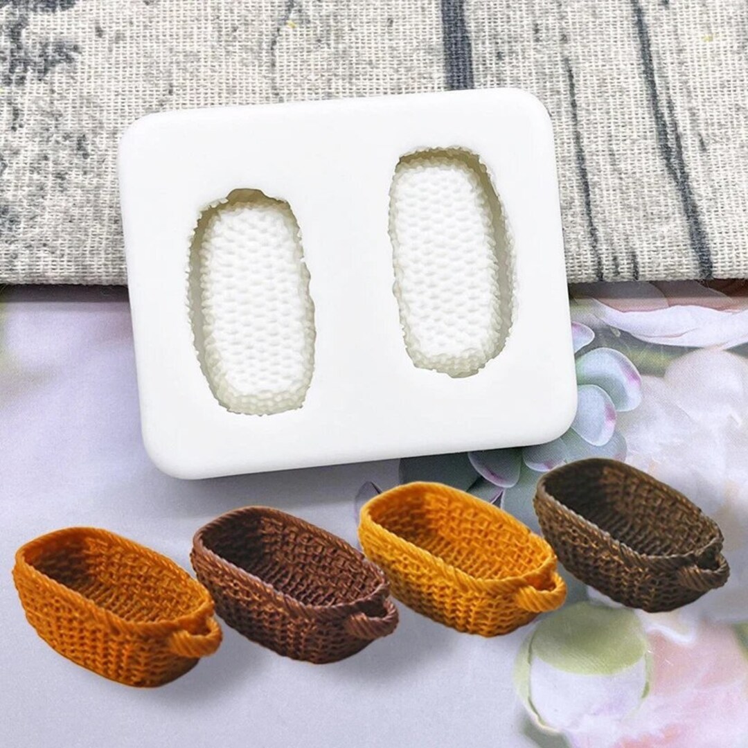 3D WICKER BASKETS Silicone Mold | Polymer Clay Miniature | Chocolate ...