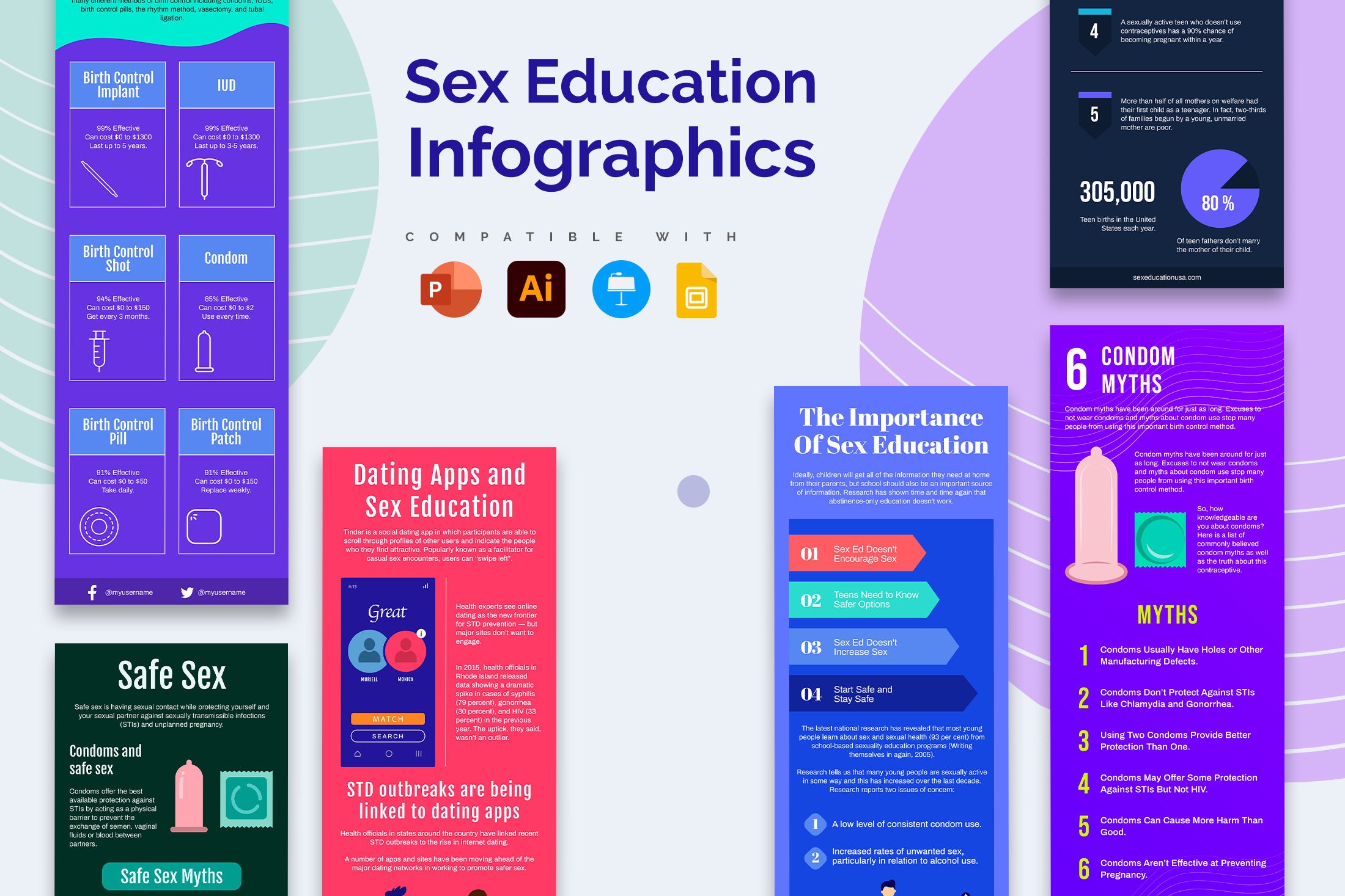 Sex Education Vertical Infographic Templates Diagrams for Powerpoint ...