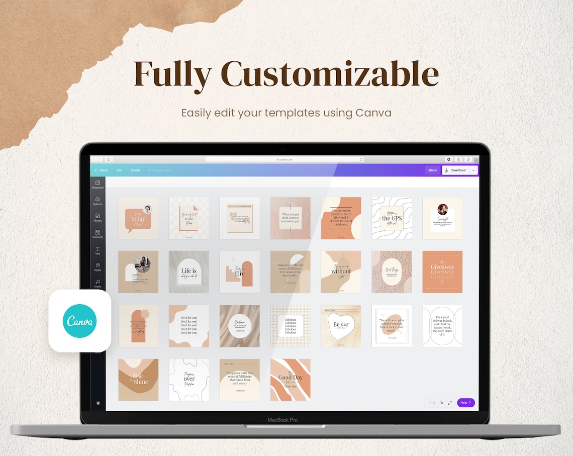 50 Text, Quotes & Words Posts CANVA Templates Easy to Edit Increase ...