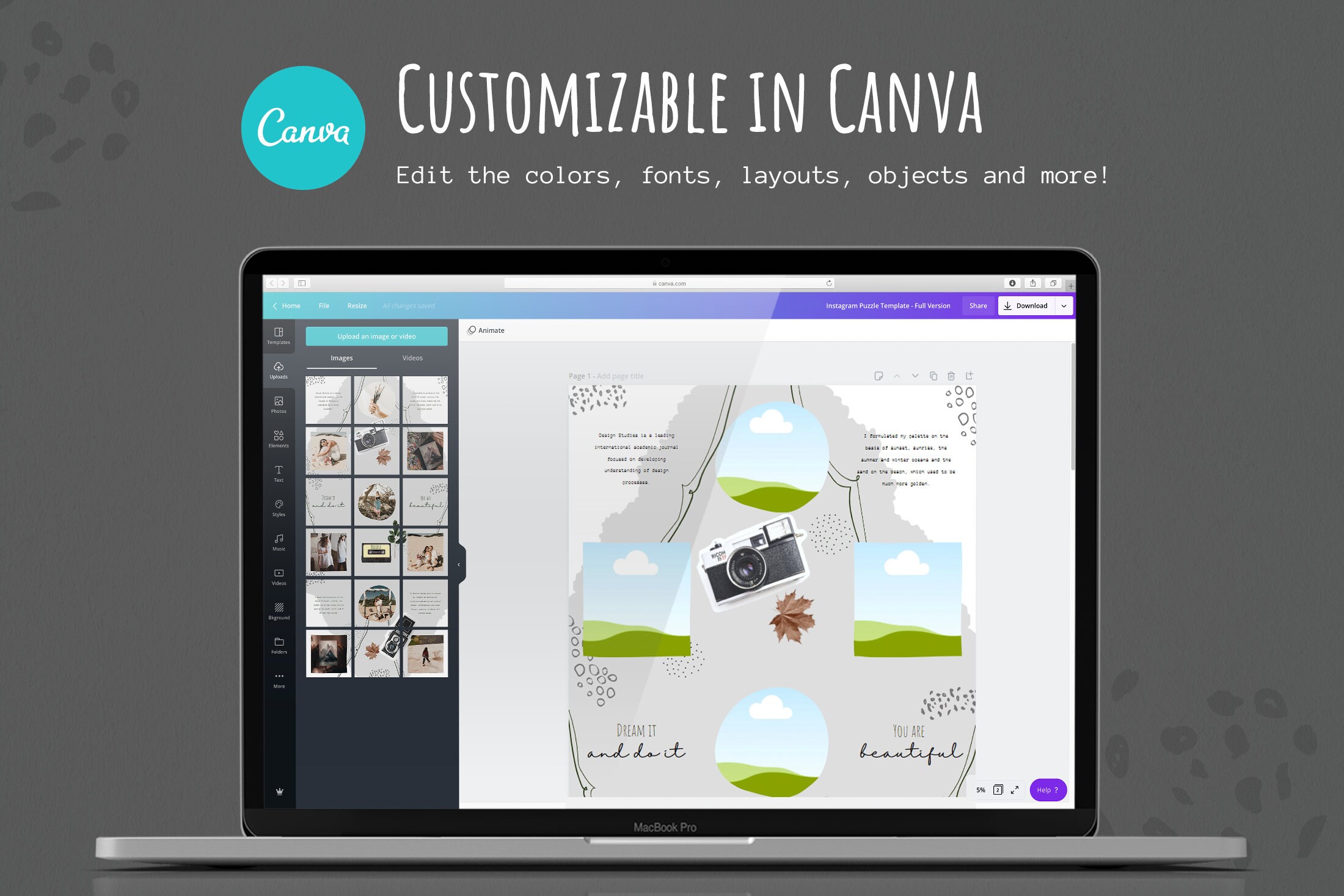 Stacey Instagram Puzzle Template | CANVA Instagram Post Template ...
