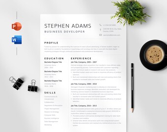 Stella Resume Template Professional Microsoft Word CV | Etsy