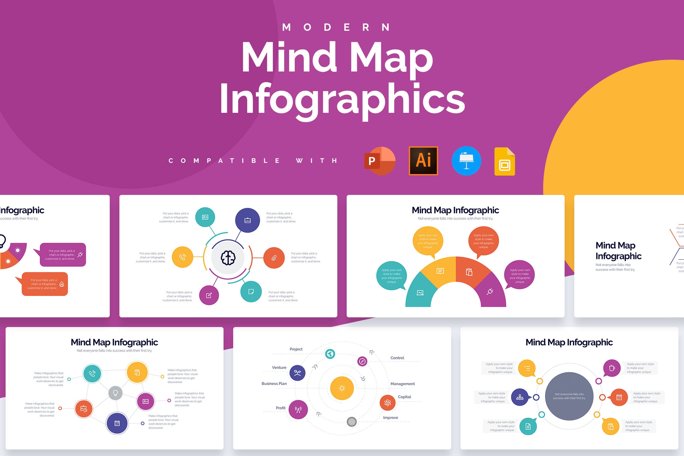 Mind Map Infographic Templates | Diagrams for Powerpoint, Illustrator ...