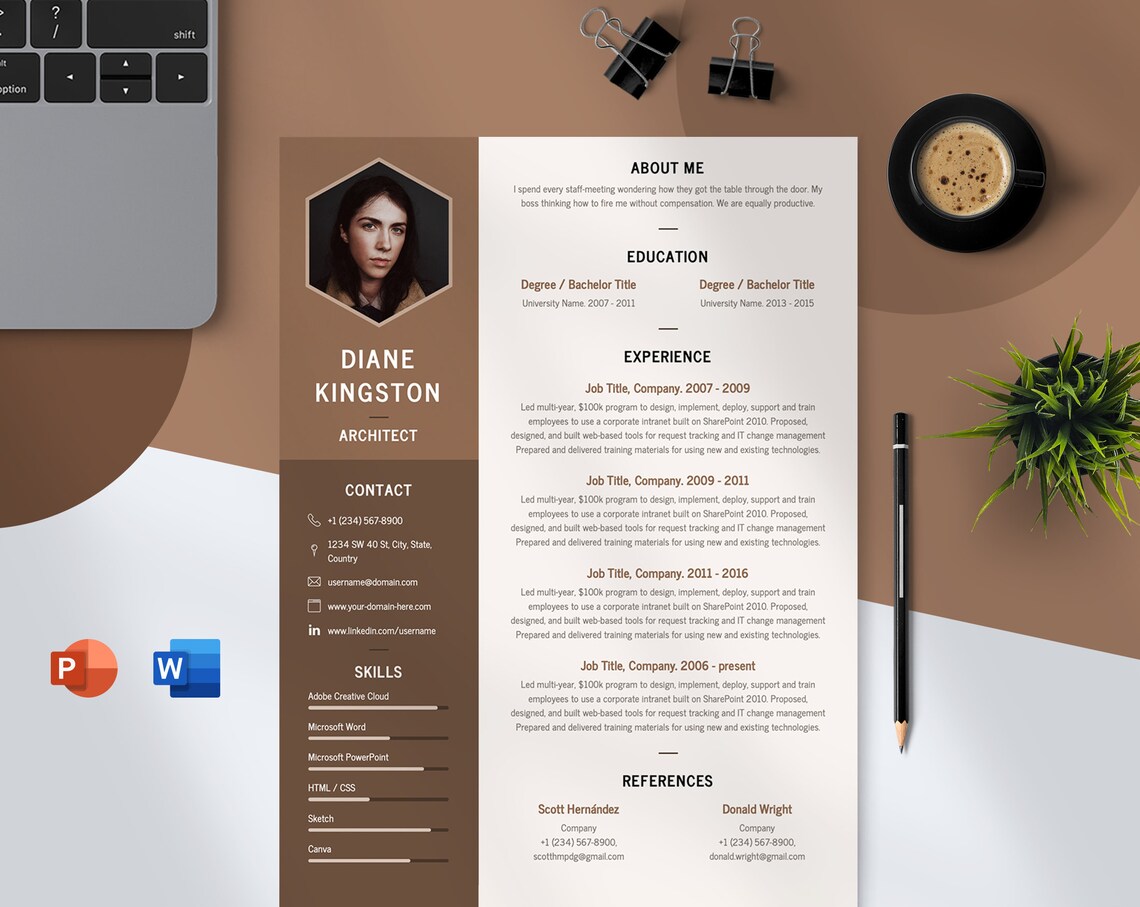 Elena Resume Template Professional Microsoft Word CV Template ...