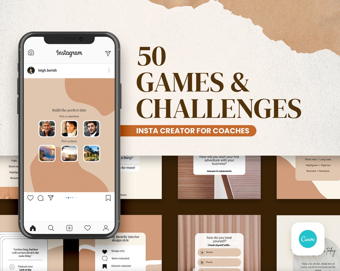 50 Games & Challenges Posts CANVA Templates | Easy to Edit | Increase ...