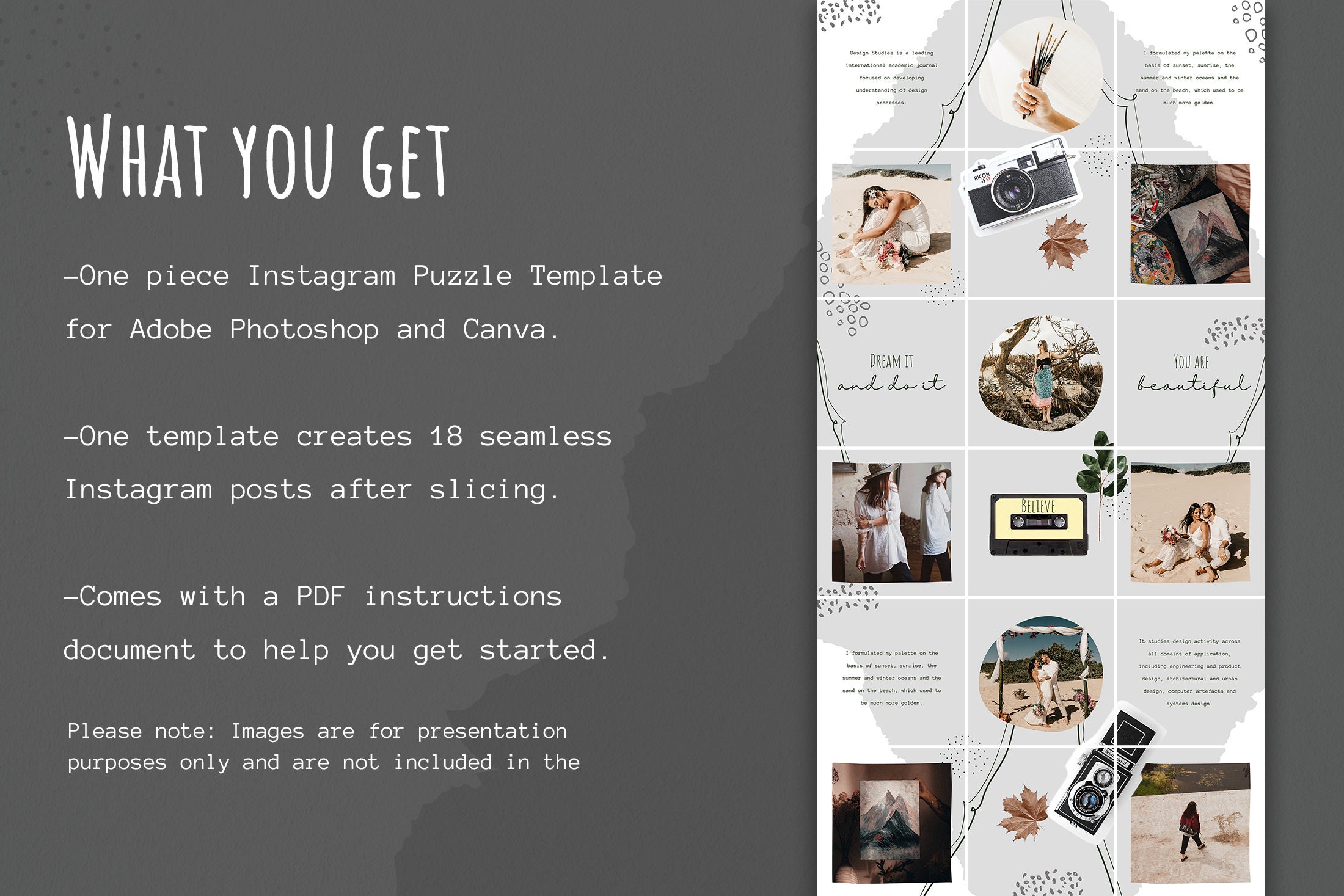 Stacey Instagram Puzzle Template | CANVA Instagram Post Template ...