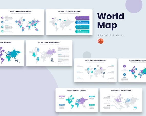 World Map Infographics Template for Powerpoint Best | Etsy