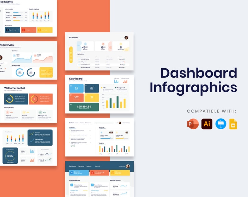 Dashboard Infographic Templates Diagrams for Powerpoint - Etsy