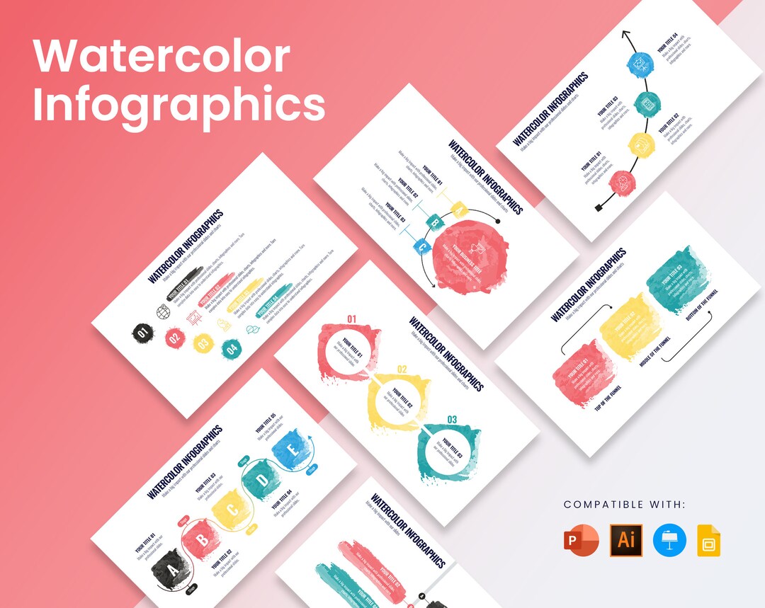 Watercolor Infographic Templates | Diagrams for Powerpoint, Illustrator ...