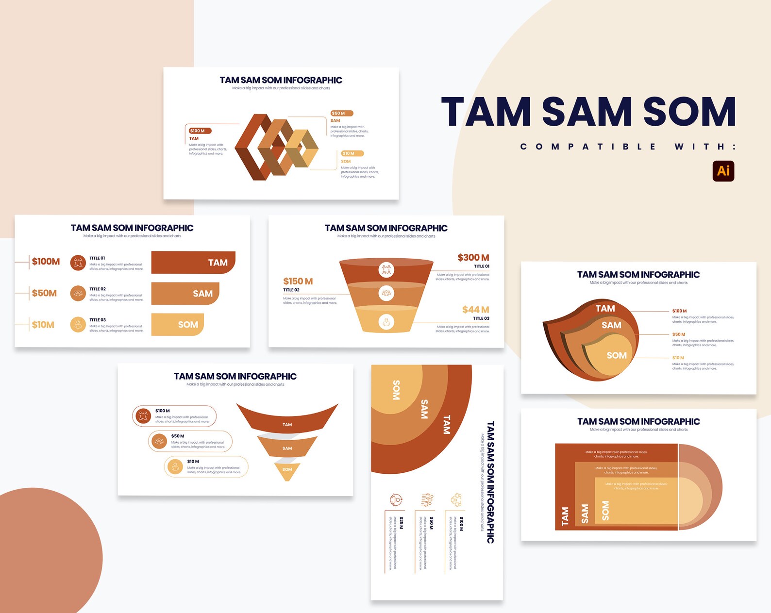 TAM SAM SOM Infographics | Template for Illustrator | Best Illustrator ...