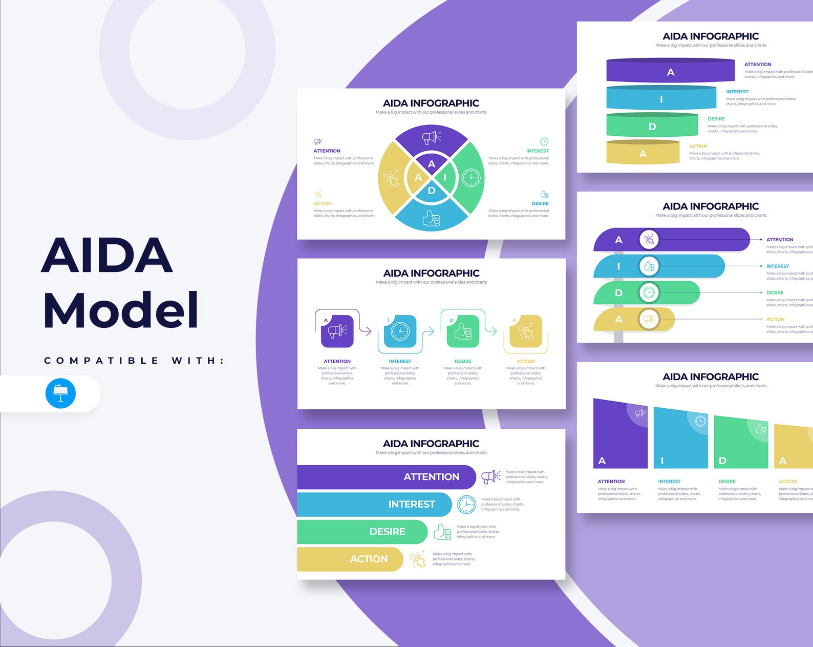 AIDA Model Infographics Template for Keynote Best Keynote Template Easy ...