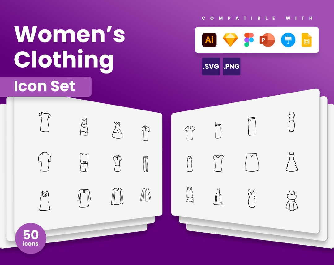 Women's Clothing Icons | Vector Icons for Powerpoint, Keynote ...