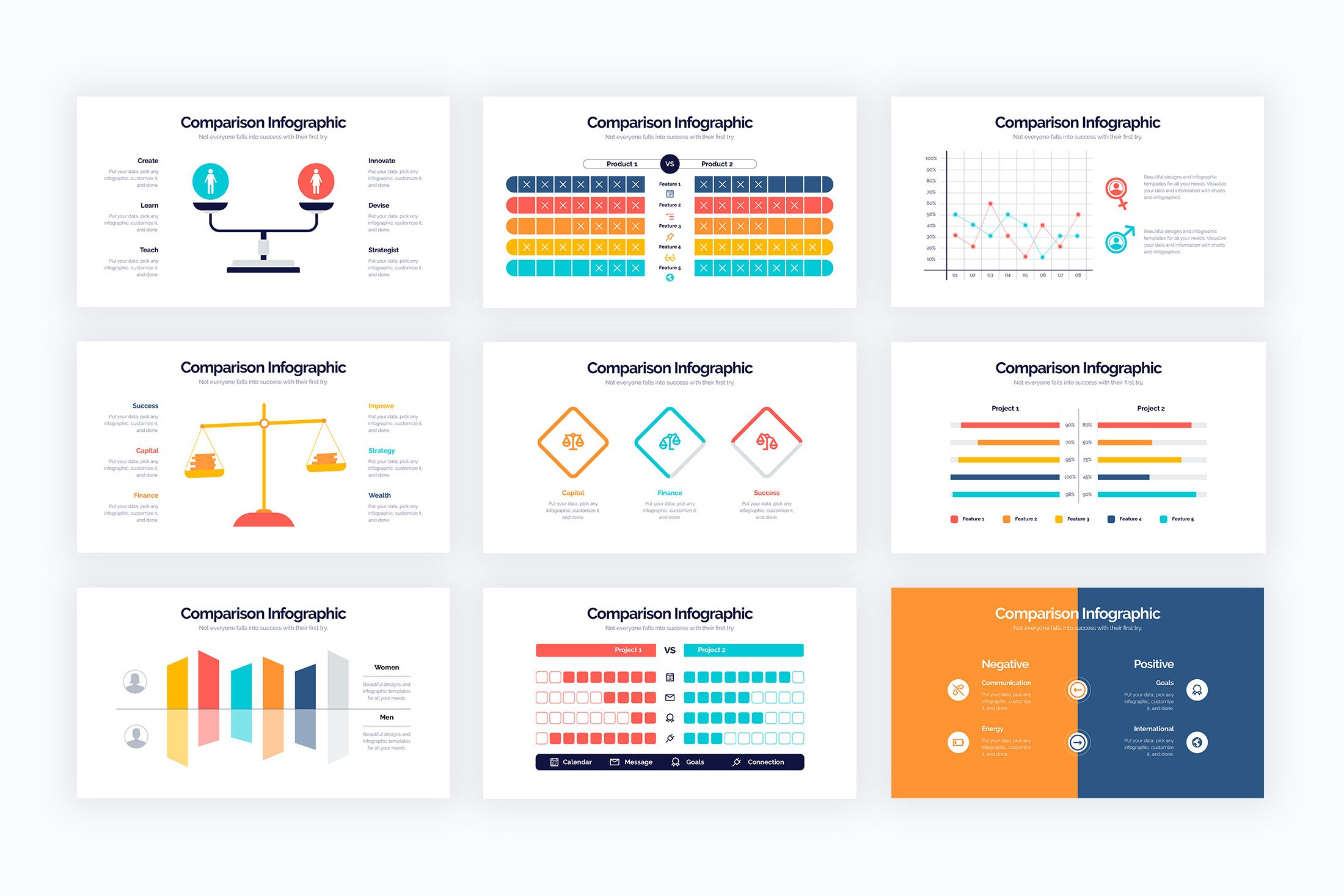 Comparison Infographic Templates Diagrams for Powerpoint, Illustrator ...
