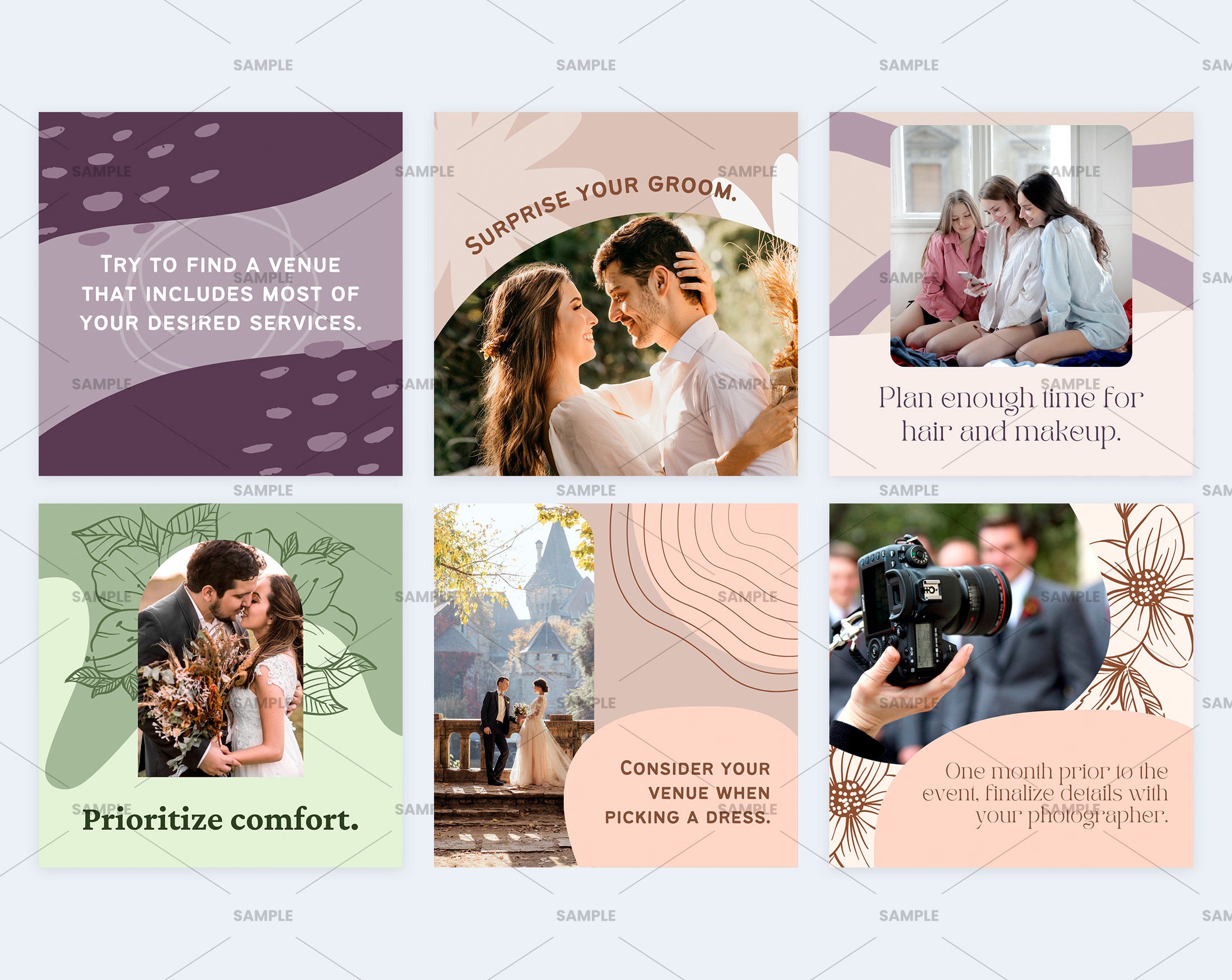 Wedding Tips Social Media | Template for Canva, Tips Post, Instagram ...