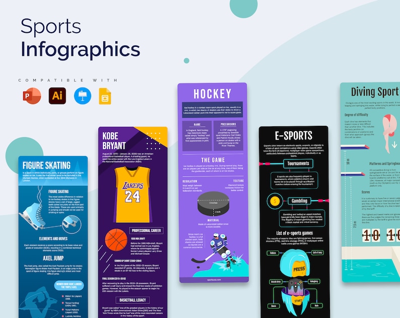 Sports Vertical Infographic Templates Diagrams for - Etsy