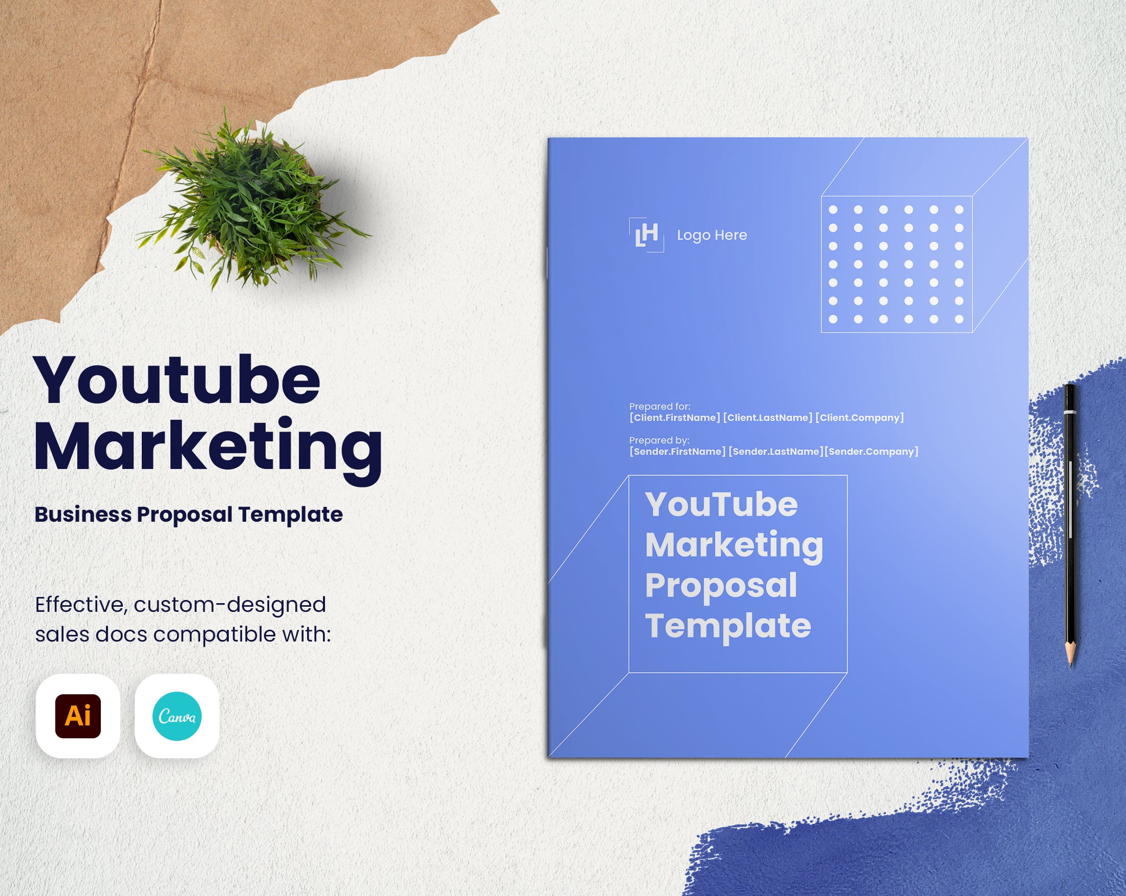 Youtube Marketing Proposal Template for CANVA & ILLUSTRATOR - Etsy