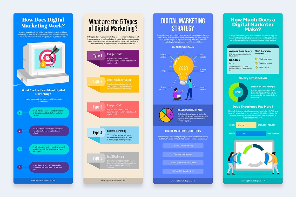 Digital Marketing Vertical Infographic Templates Diagrams for ...