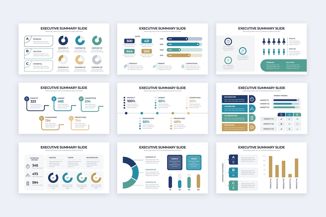 Executive Summary Infographics Template for Illustrator - Etsy