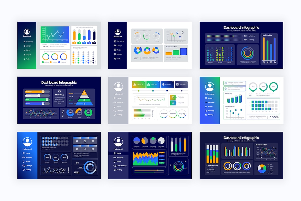 Dashboard Infographic Templates Diagrams for Powerpoint, Illustrator ...
