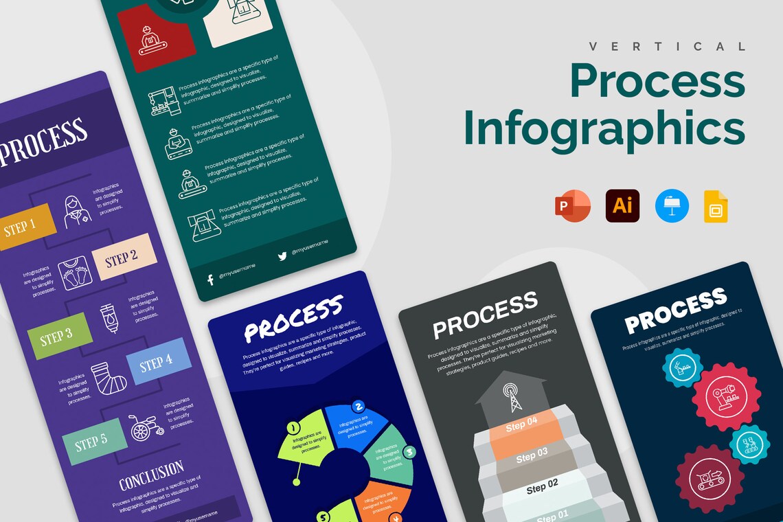 Process Vertical Infographic Templates Diagrams for Powerpoint ...