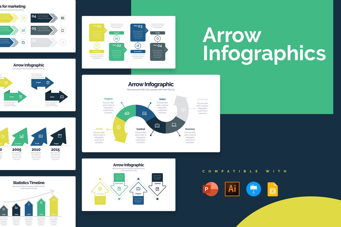 Arrow Infographic Templates Diagrams for Powerpoint, Illustrator ...