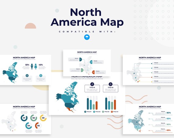 North America Map Infographics Template for Keynote Best - Etsy