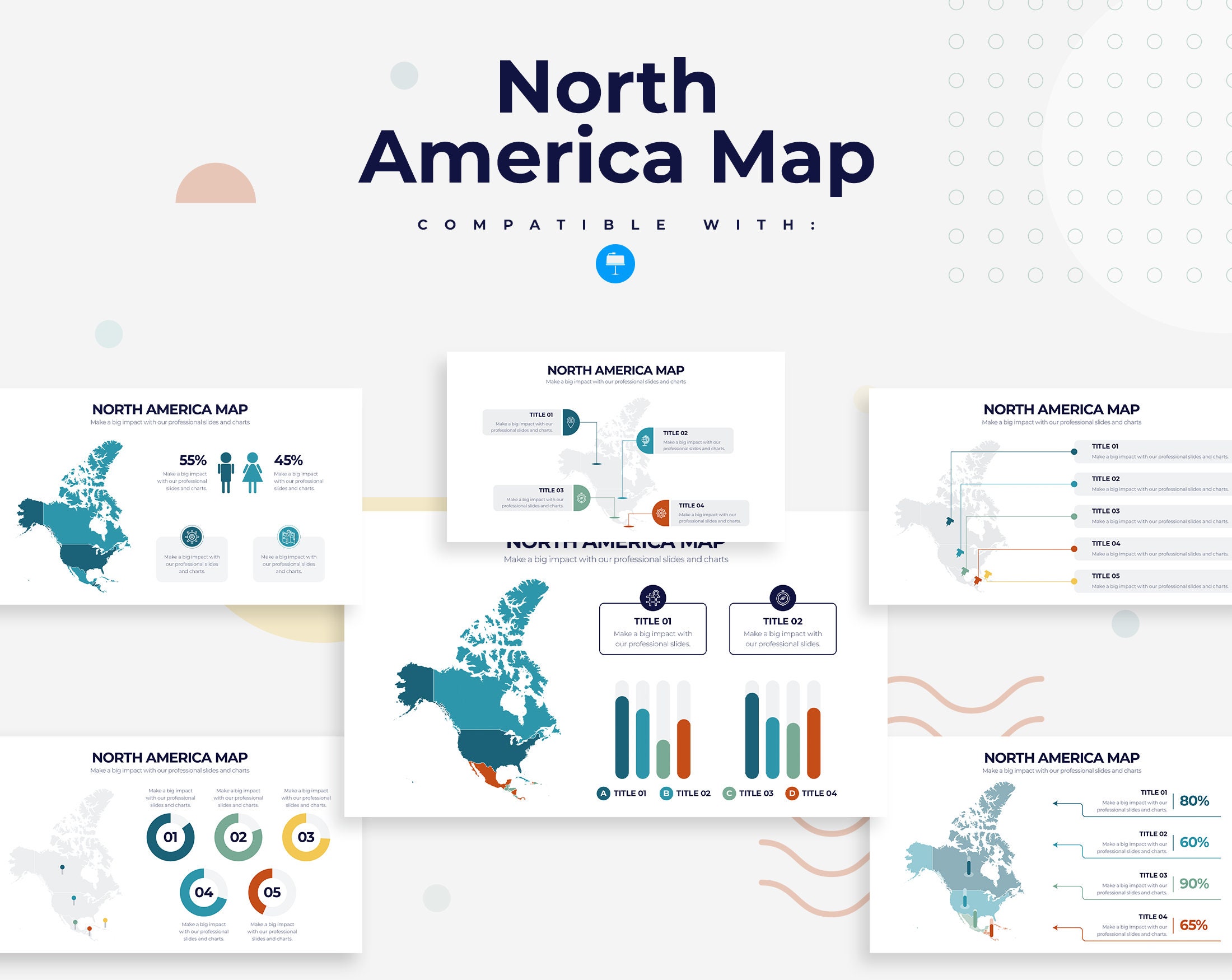 Infografía de mapas de América del Norte / Plantilla para Keynote ...