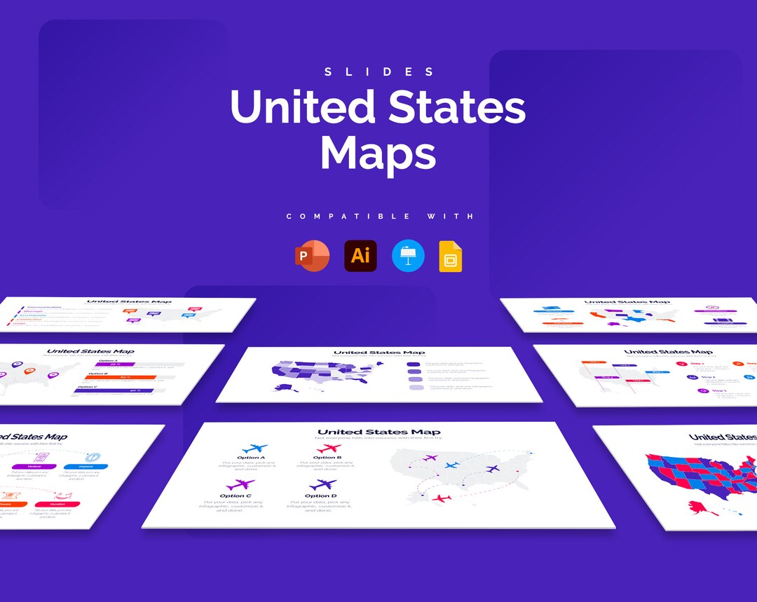 United States Map Infographic Templates Diagrams for - Etsy