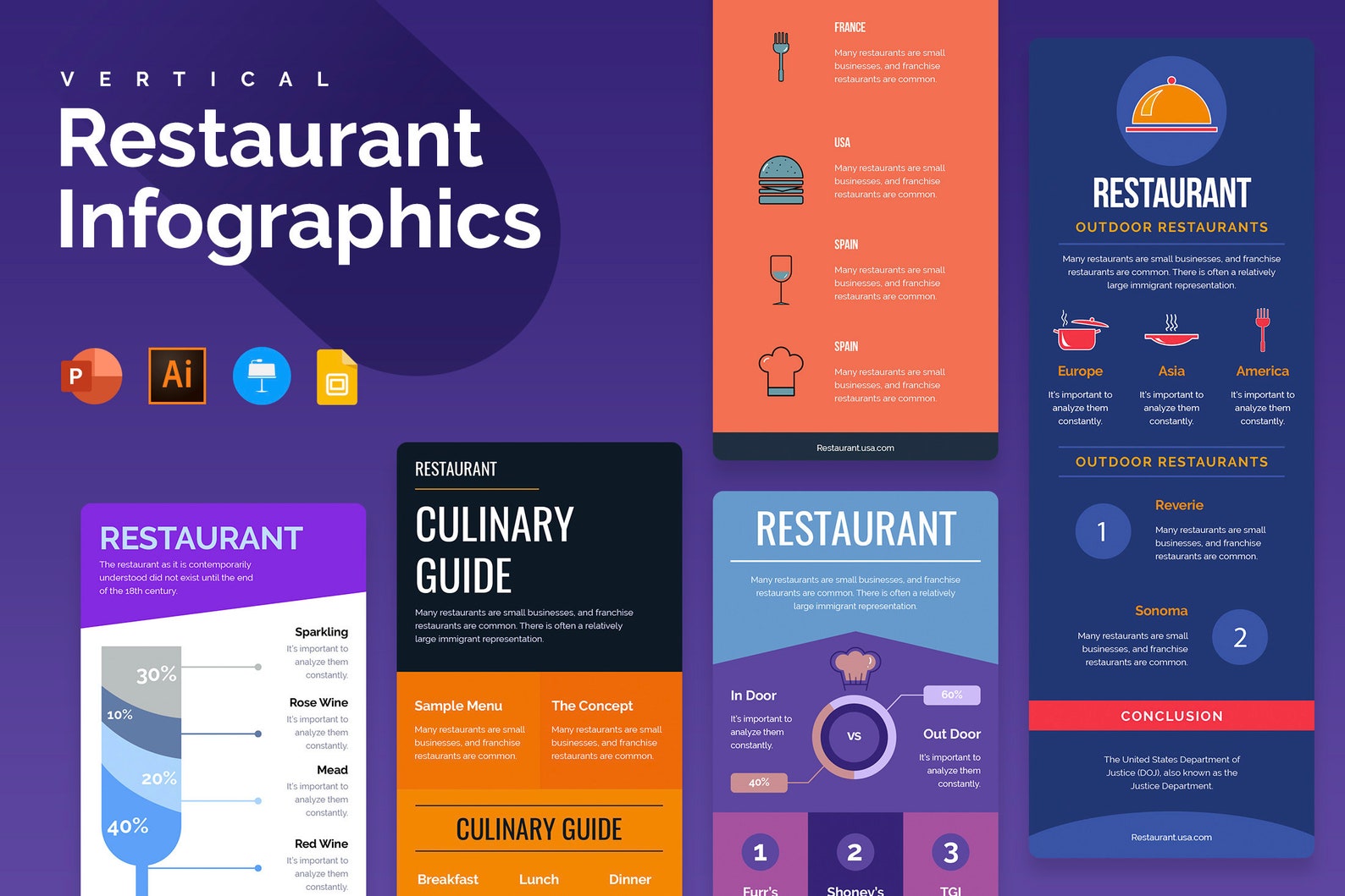 Restaurant Vertical Infographic Templates Diagrams for Powerpoint ...