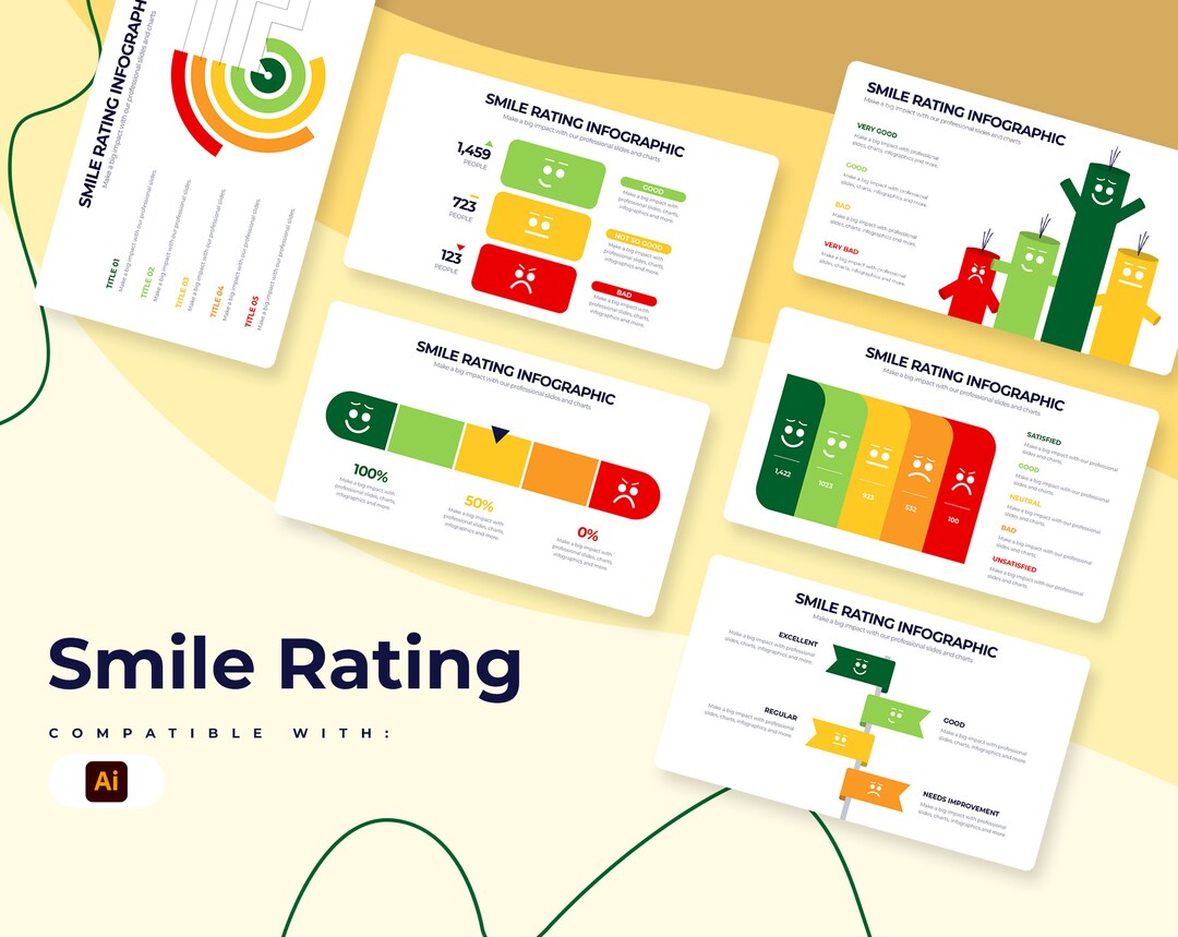 Smile Rating Infographics | Template for Illustrator | Best Illustrator ...