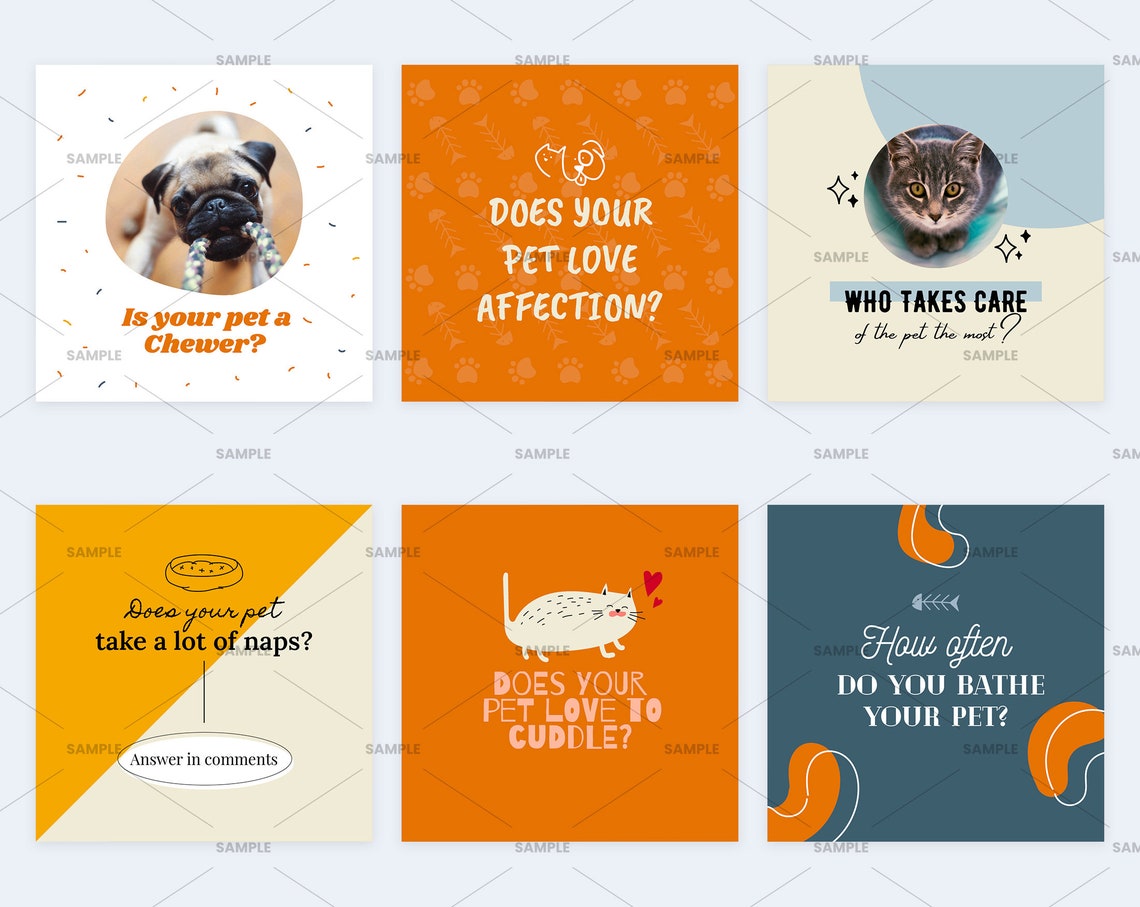 Pet Engagement Question Social Media CANVA Template | Etsy