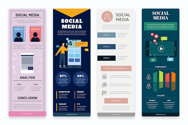Social Media Vertical Infographic Templates | Diagrams for Powerpoint ...