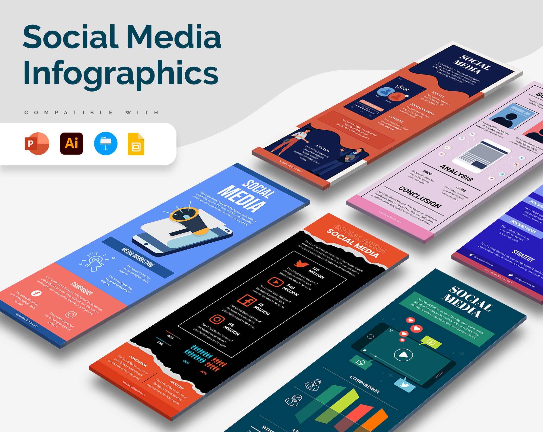 Social Media Vertical Infographic Templates Diagrams for Powerpoint ...