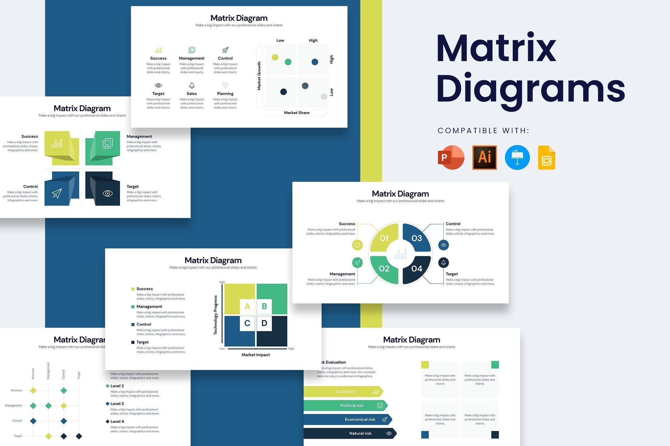 Matrix Diagram Templates | Diagrams for Powerpoint, Illustrator ...