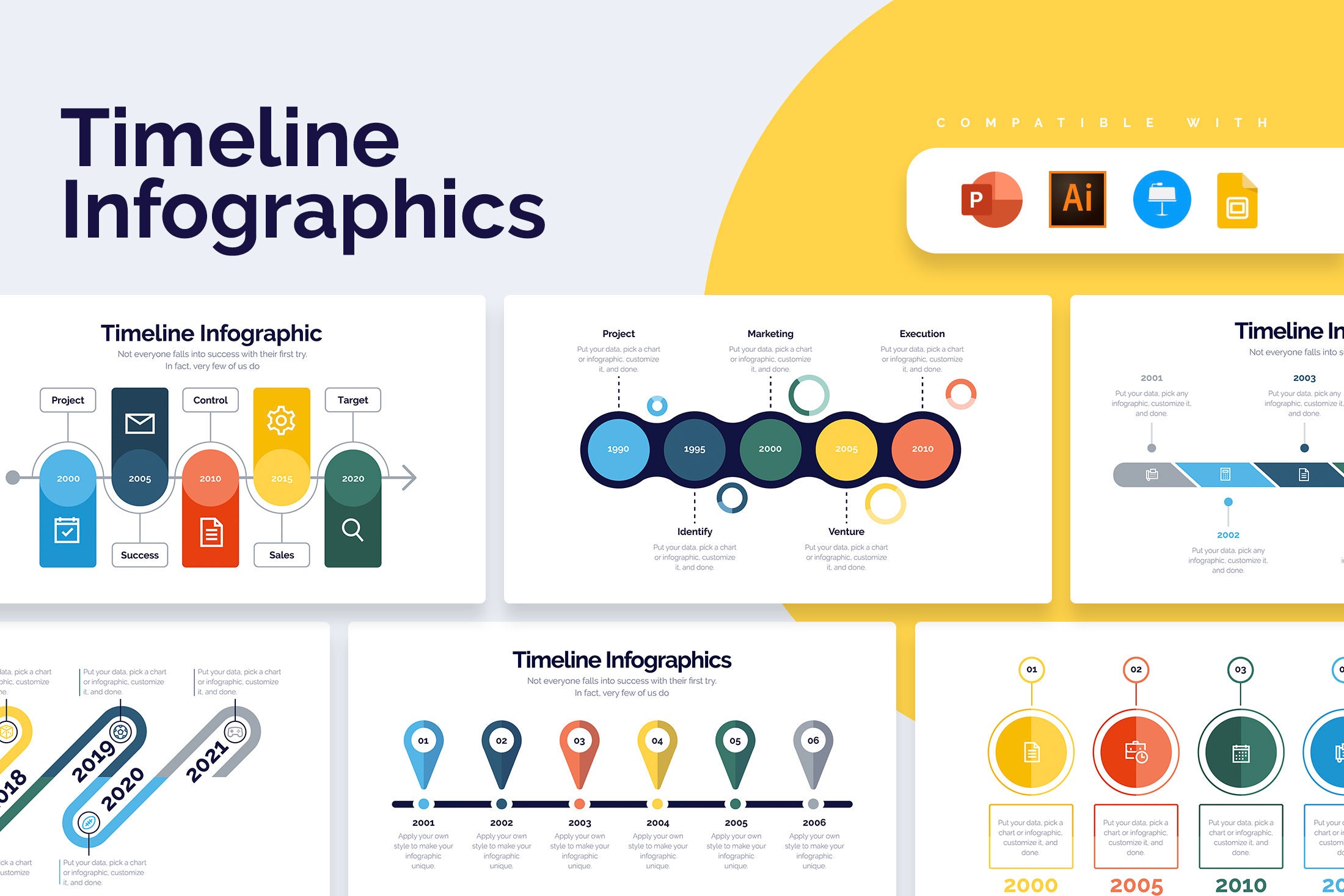 Timeline Infographic Templates | Diagrams for Powerpoint, Illustrator ...