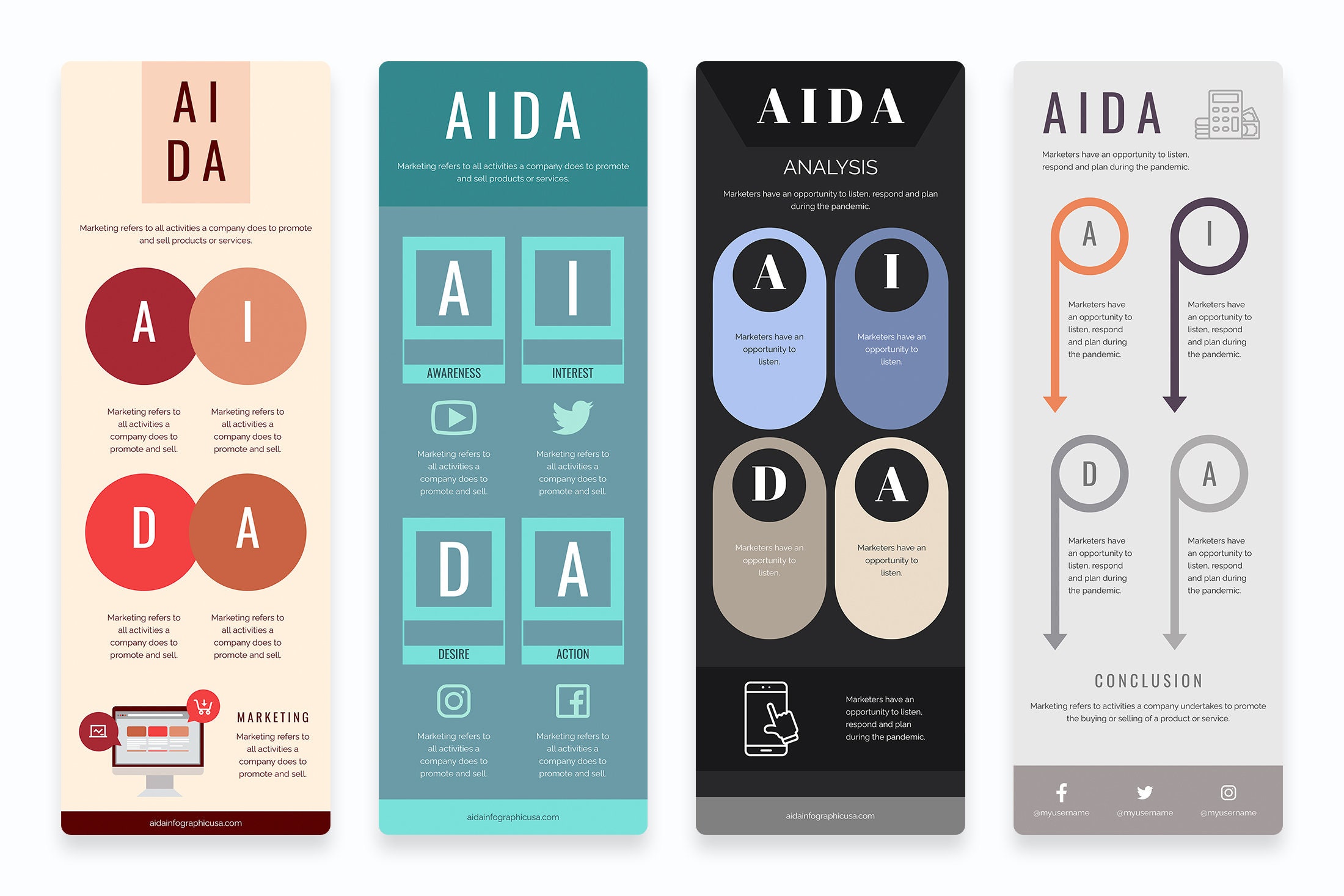 AIDA Vertical Infographic Templates Diagrams for Powerpoint ...
