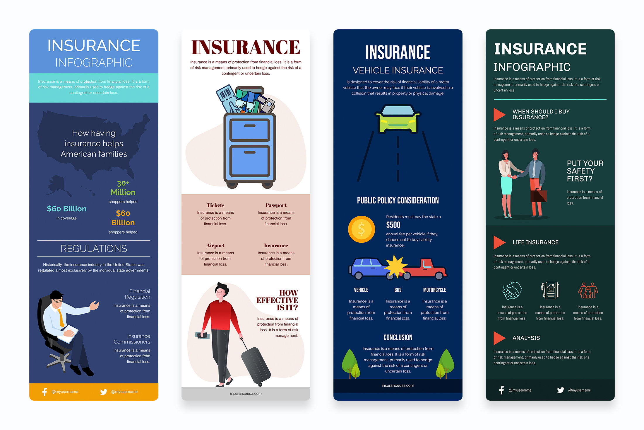 Insurance Vertical Infographic Templates | Diagrams for Powerpoint ...