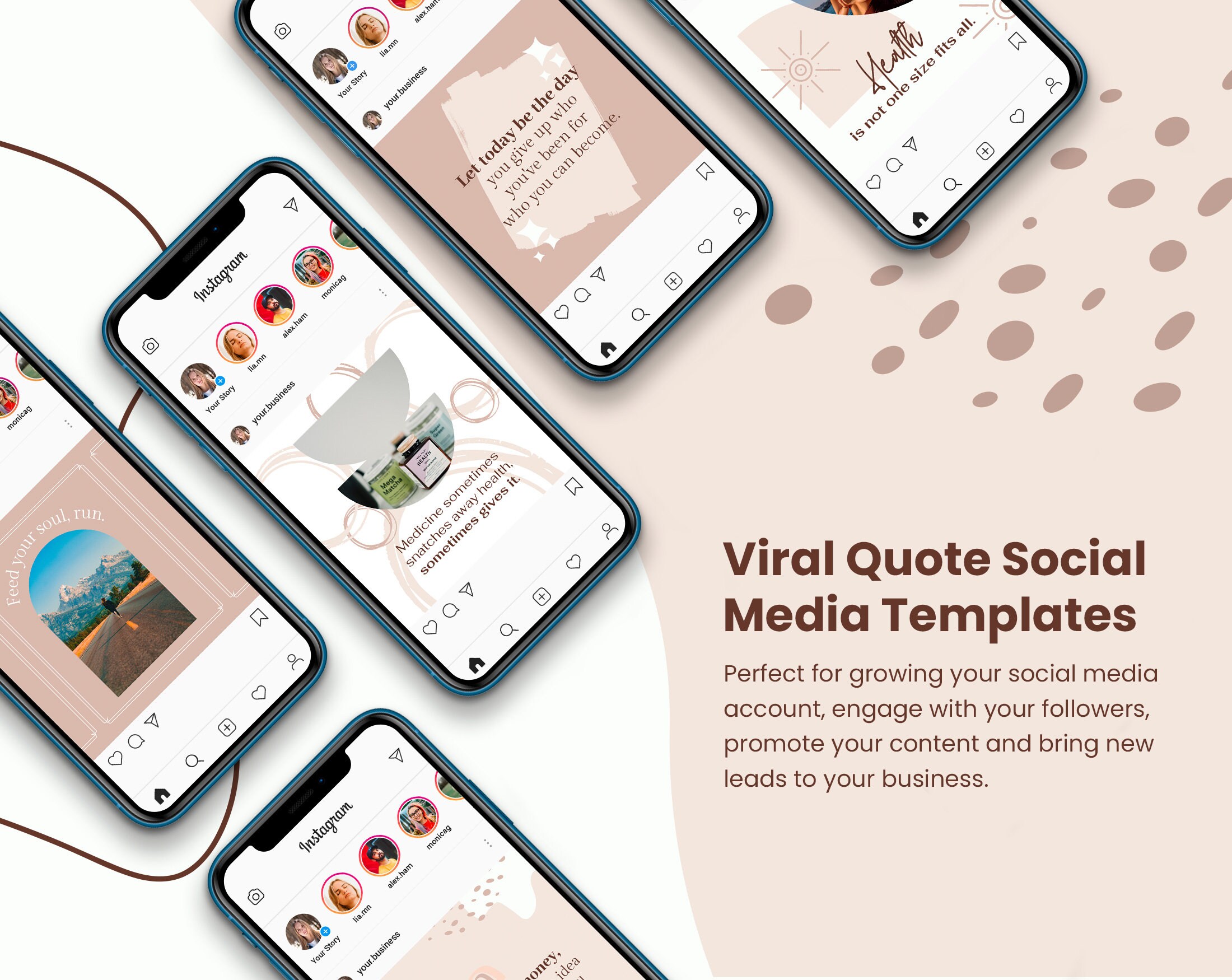 Wellness Viral Quote Social Media Quote Templets for Canva, Viral Post ...