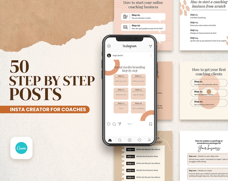 50 Step by Step Posts CANVA Templates | Easy to Edit | Increase ...