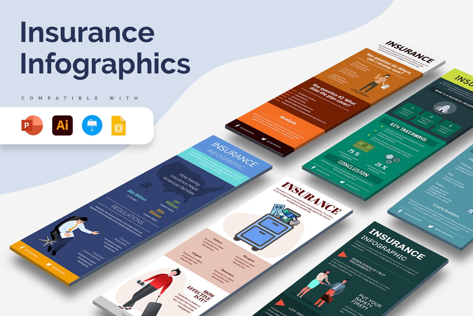 Insurance Vertical Infographic Templates | Diagrams for Powerpoint ...