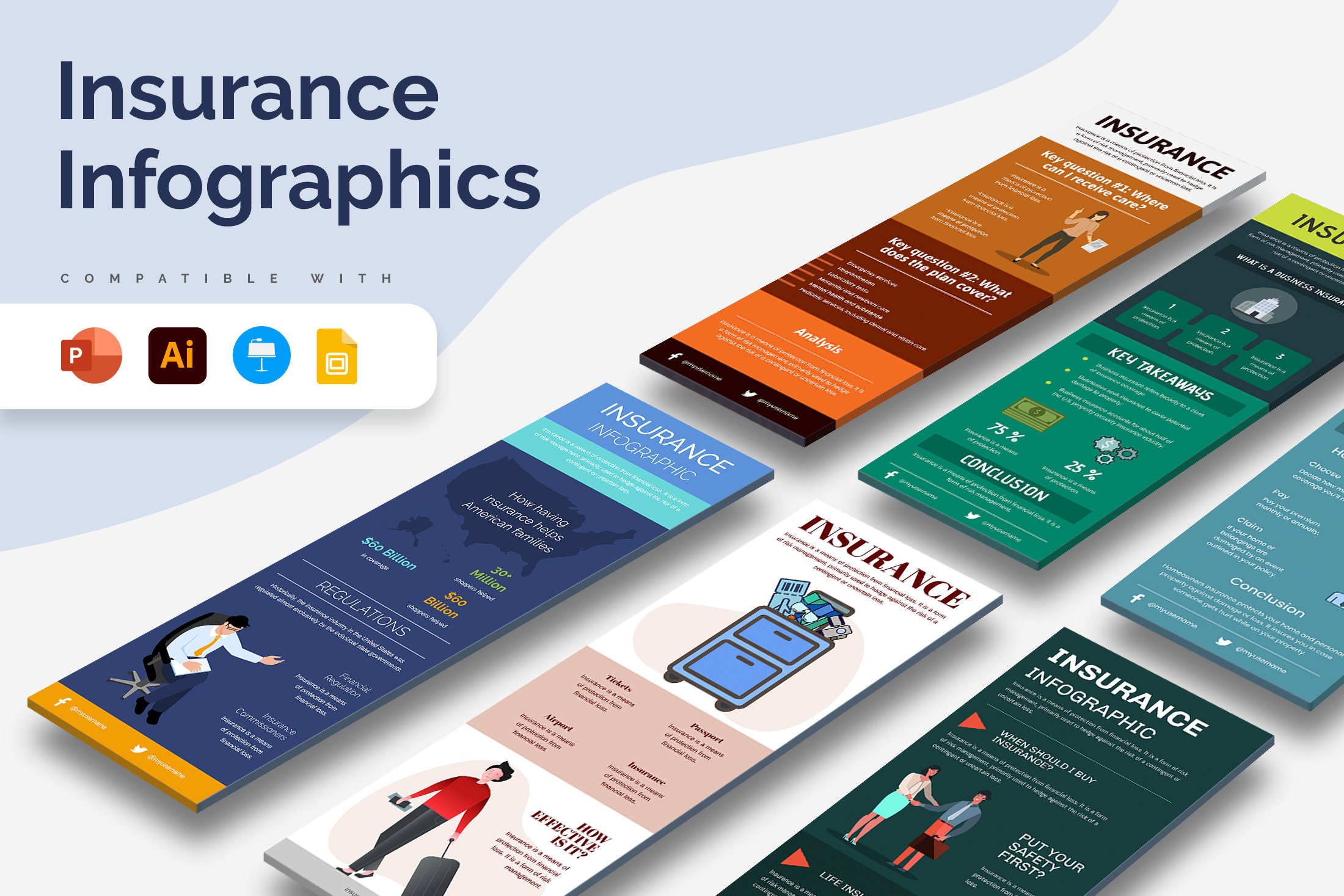 Insurance Vertical Infographic Templates | Diagrams for Powerpoint ...