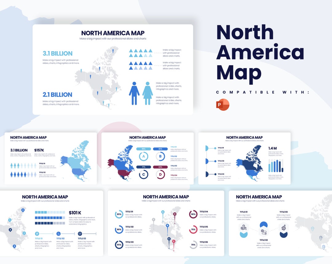 North America Map Infographics | Powerpoint Template, Template for ...