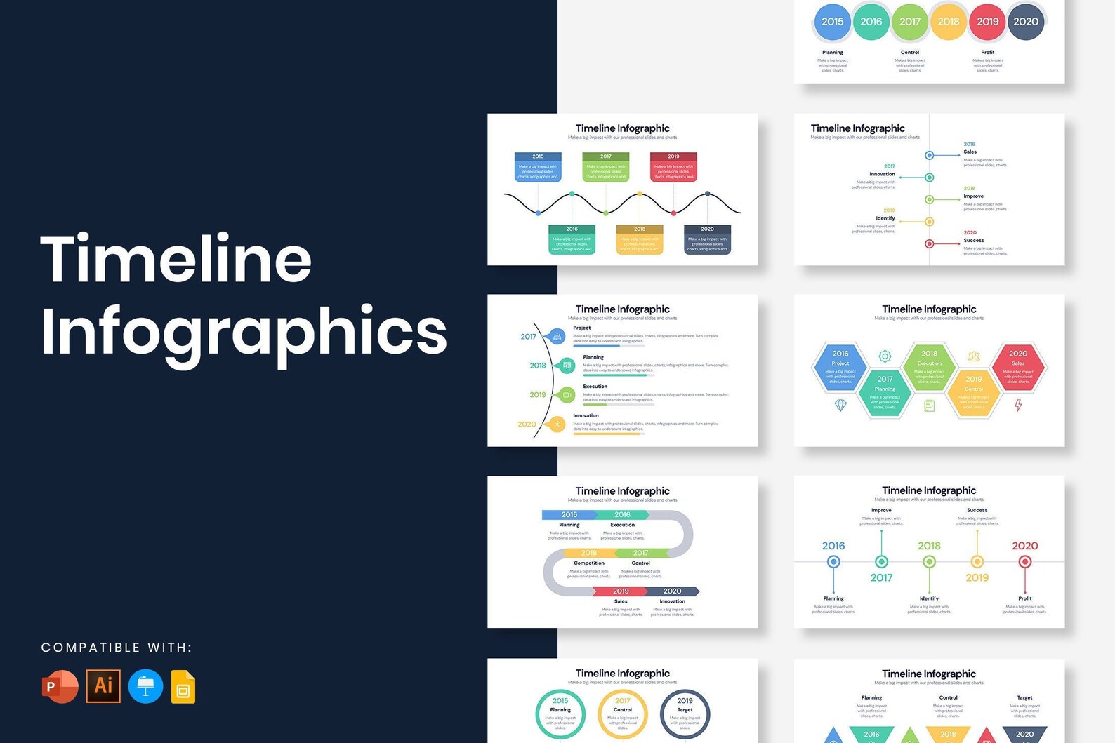 Timeline Infographic Templates Diagrams for Powerpoint, Illustrator ...