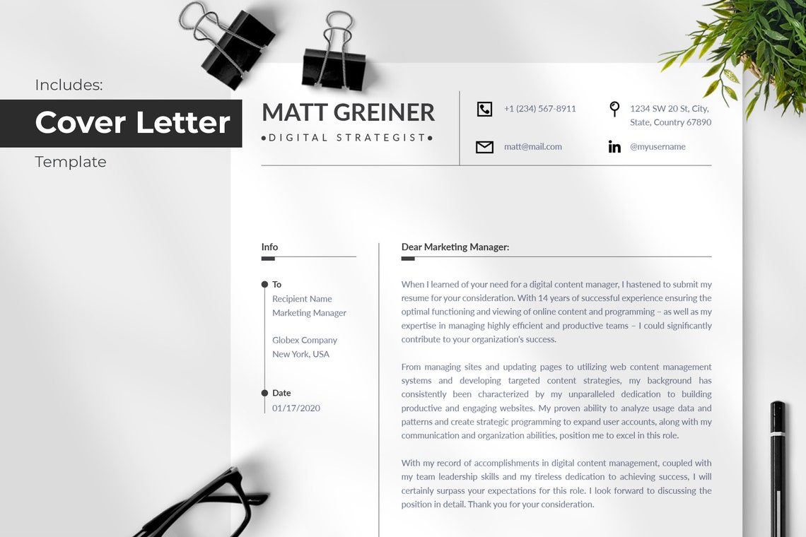 Matt Resume Template | Professional Microsoft Word CV Indesign Template ...