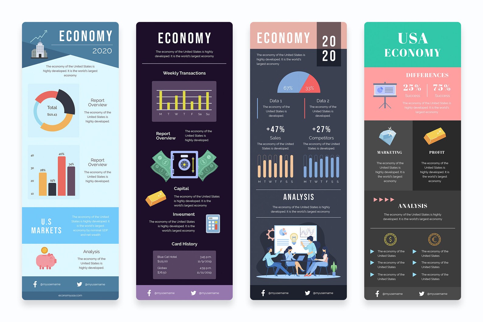 Economy Vertical Infographic Templates Diagrams for | Etsy