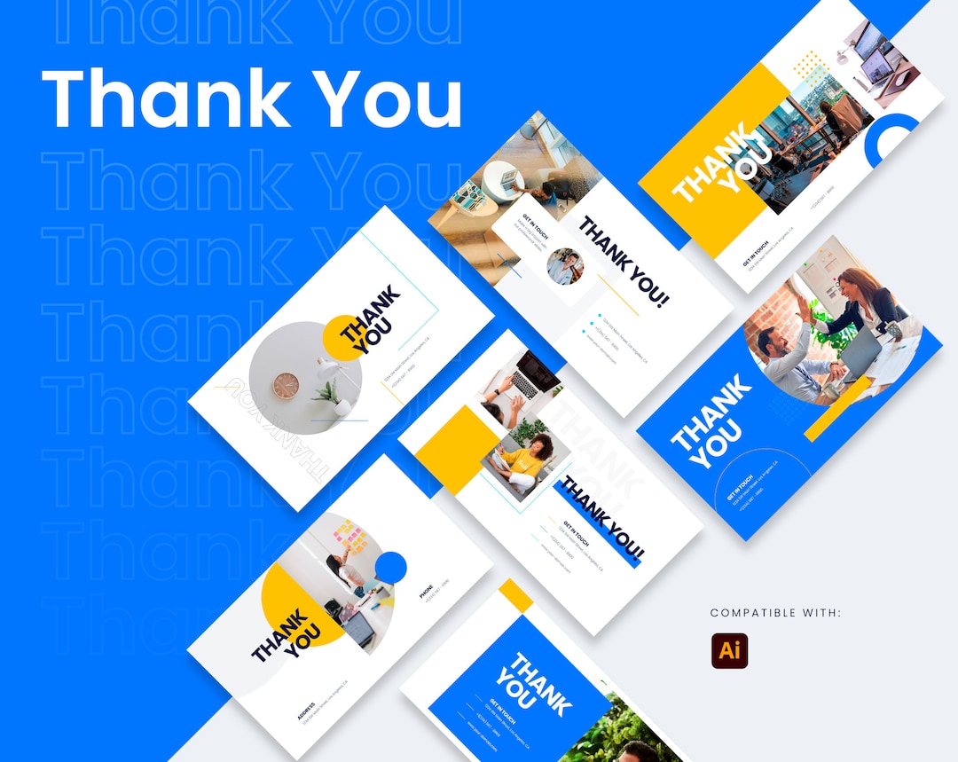 Thank You Slides Infographics | Template for Illustrator | Easy to Edit ...