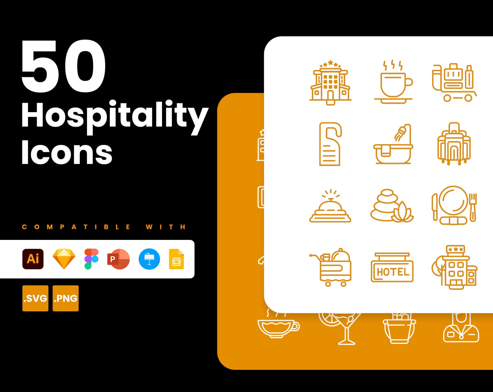 Hospitality Icons | Vector Icons for Powerpoint, Keynote, Illustrator ...