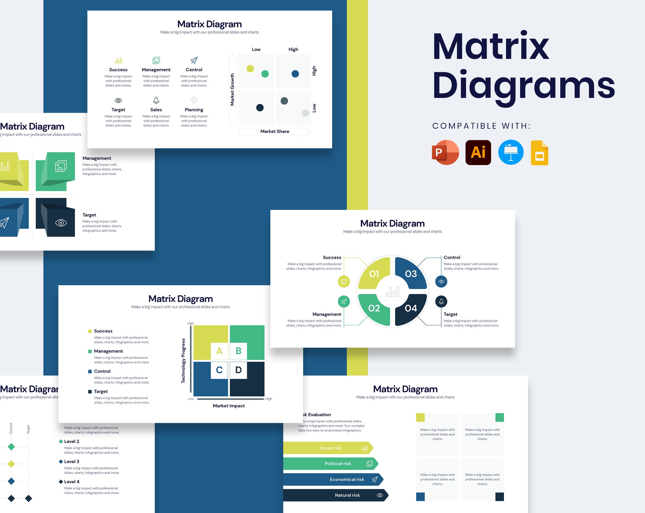 Matrix Diagram Templates | Diagrams for Powerpoint, Illustrator ...