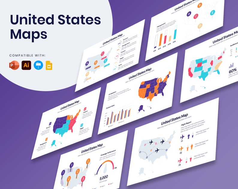 United States Map Infographic Templates | Diagrams for Powerpoint ...