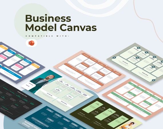Business Model Canvas Infographics Template for Powerpoint - Etsy