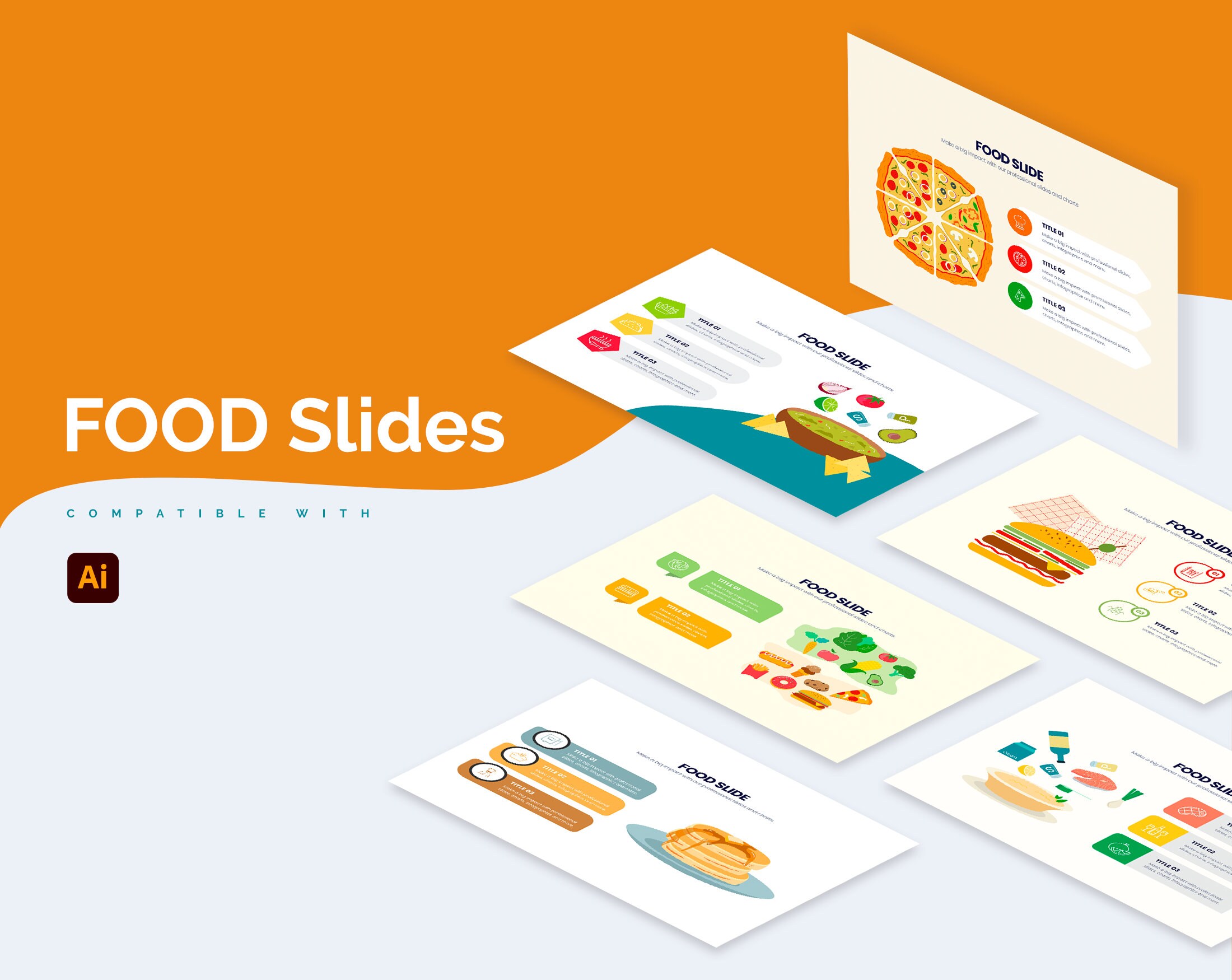 Food Slides Template for Illustrator | Clean Illustrator Template ...